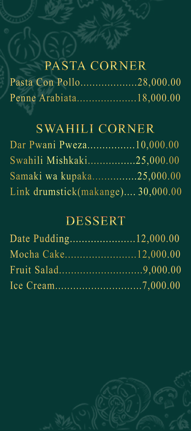 Menu - Link Dar - Restaurant & Lounge