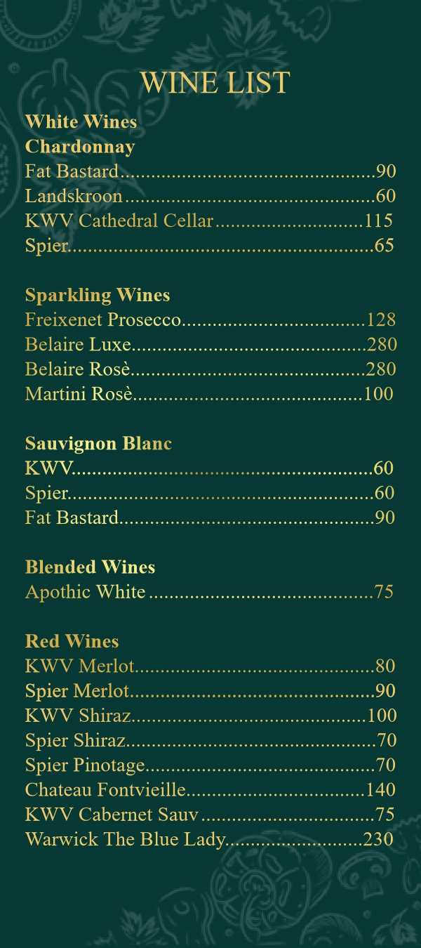 Menu - Link Dar - Restaurant & Lounge